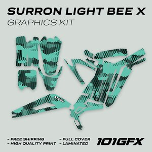 Surron Light Bee X Graphics Kit HEXOCAM MINT Stickers Honeycomb Cams Camouflage Hexagon Style ...