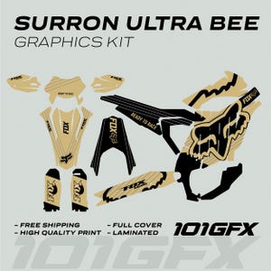 Surron Ultra Bee Graphics Kit FOX STRIPES Sand Black Decals Stickers ...