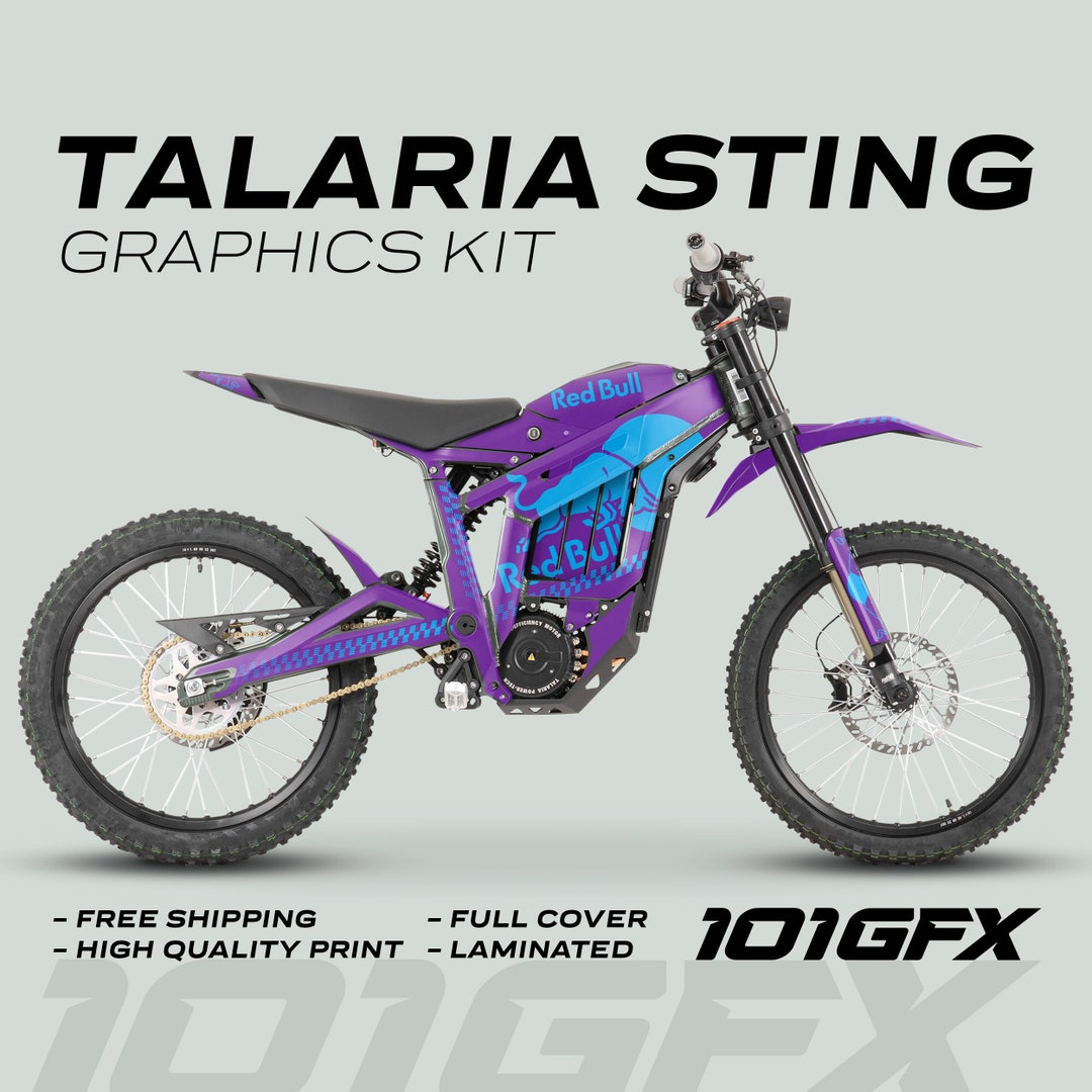 Talaria Sting R Graphics Kit REDBULL MONO Purple Cyan Decals Stickers ...