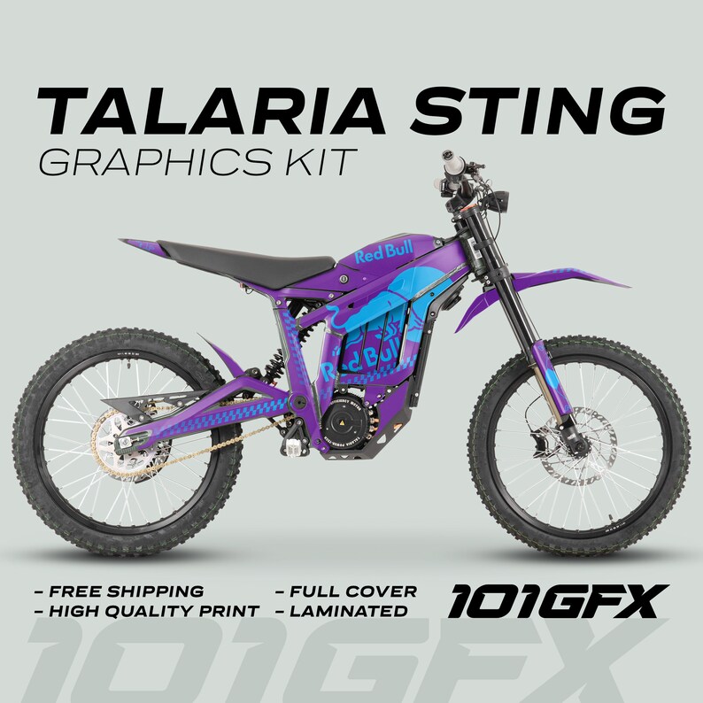 Talaria Sting R Graphics Kit REDBULL MONO Purple Cyan Decals Stickers ...