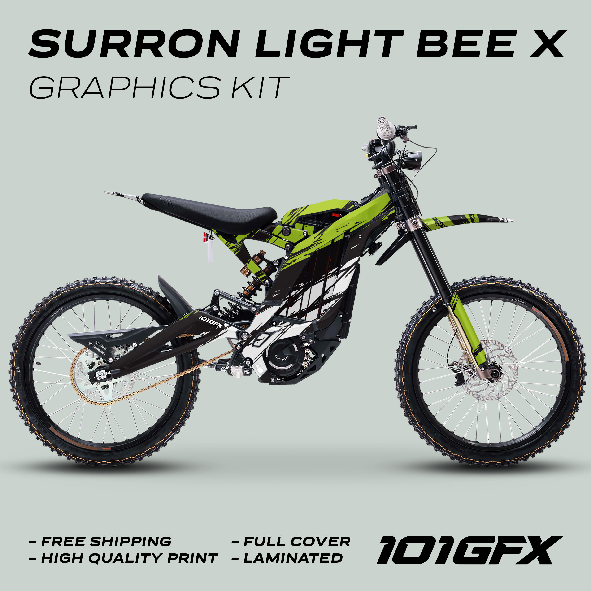 Surron Light Bee X Graphics Kit SLICE BLACK GREEN Stickers Grunge ...