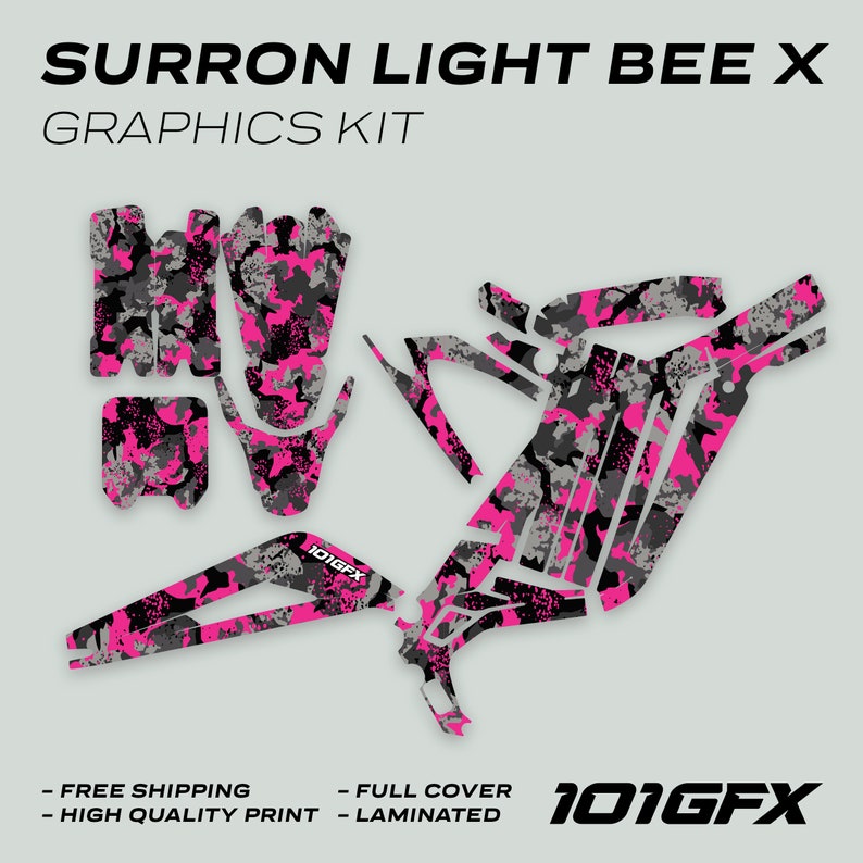 Surron Light Bee X Graphics Kit SPLAT CAMO PURPLE Decals Stickers ...