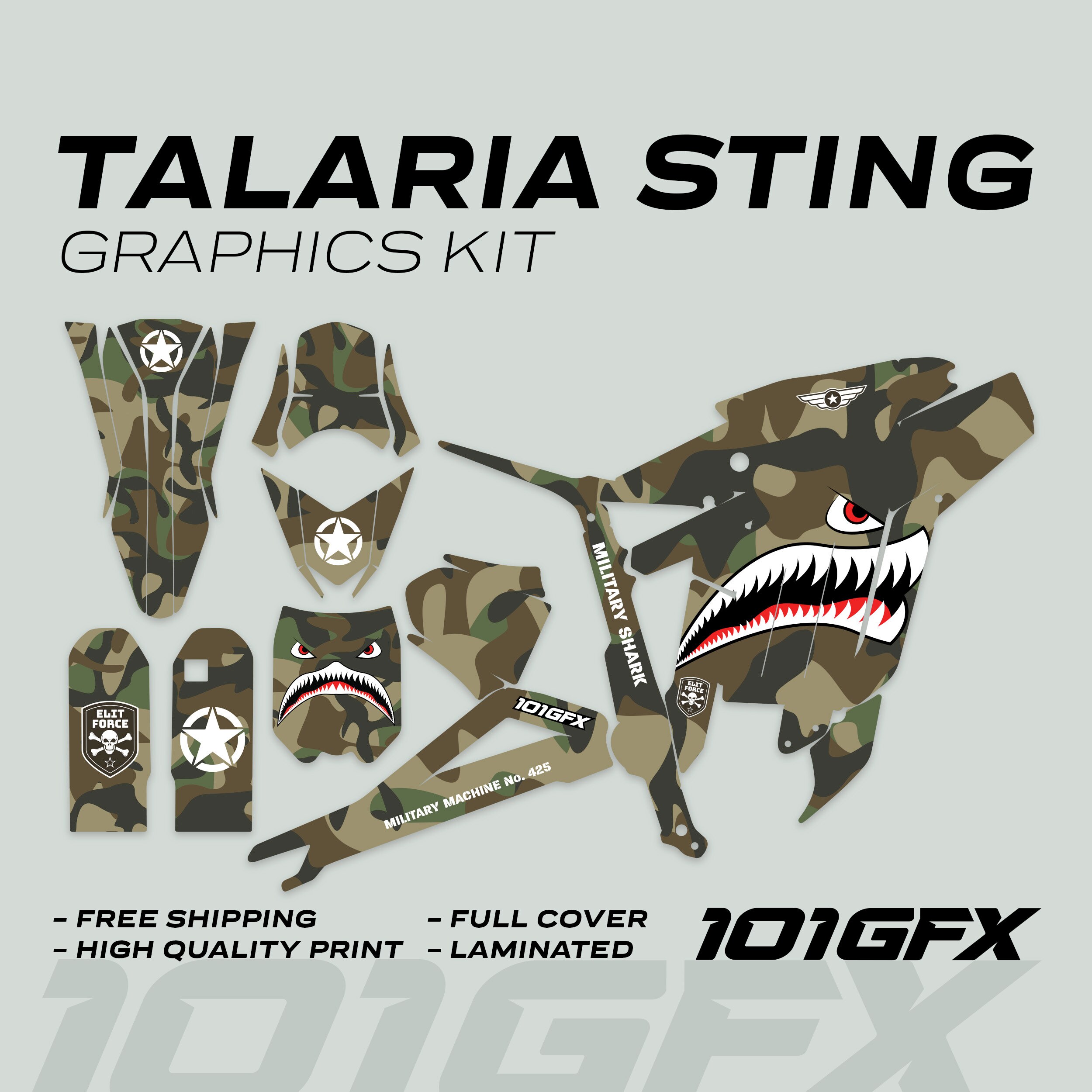 Talaria Sting R Graphics Kit MILITARY SHARK CAMO Camouflage Decals ...