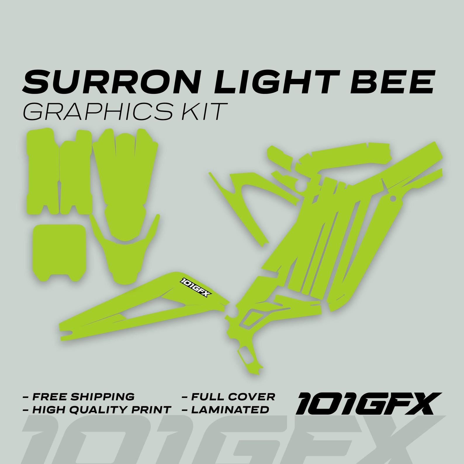 Surron Light Bee X Graphics Kit MONO COLOR GREEN Stickers Color change ...