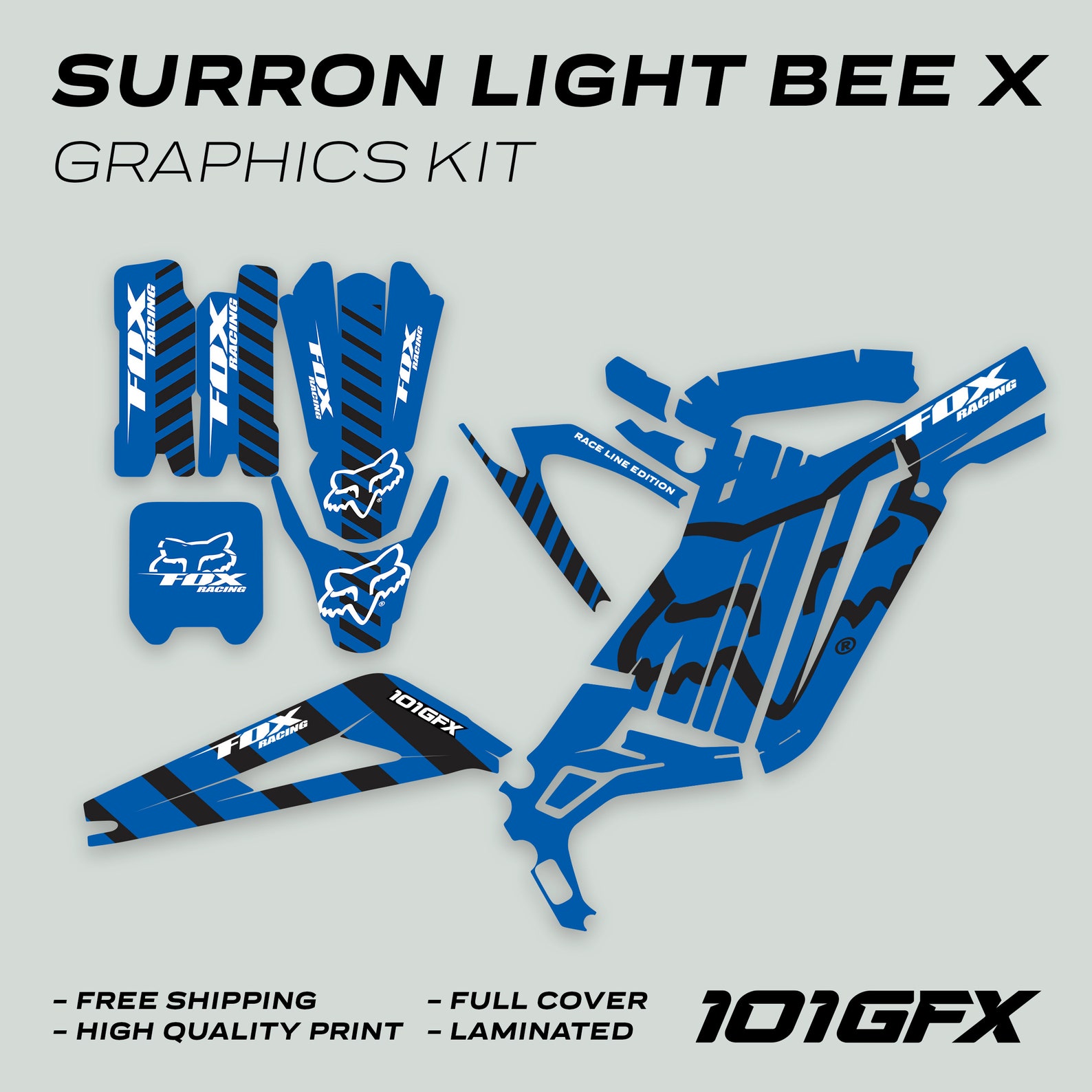 Surron Light Bee X Graphics Kit FOX RACE LINE Blue Black - Etsy UK