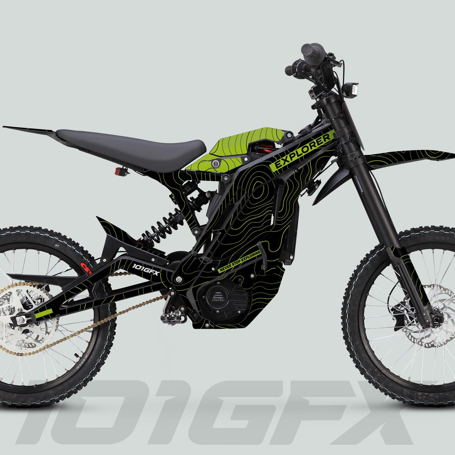 E Ride Pro SS Graphics Kit EXPLORER Black Green Decals Stickers ...