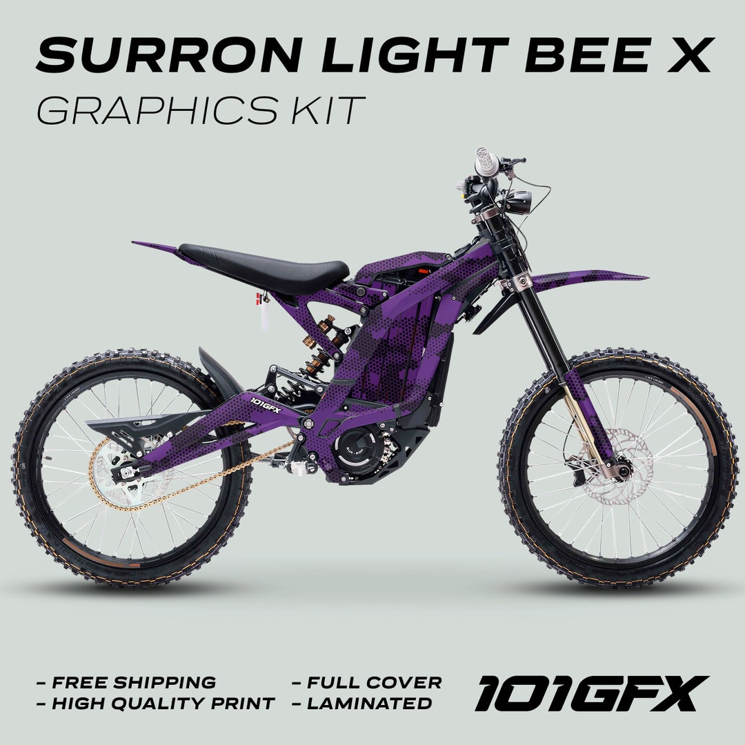 Surron Light Bee X Graphics Kit HEXOCAM PURPLE Stickers Honeycomb Cams ...