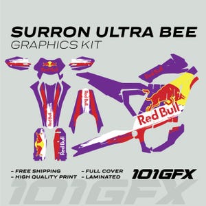 Surron Ultra Bee Graphics Kit R BULL RACE PURPLE Decals Stickers ...