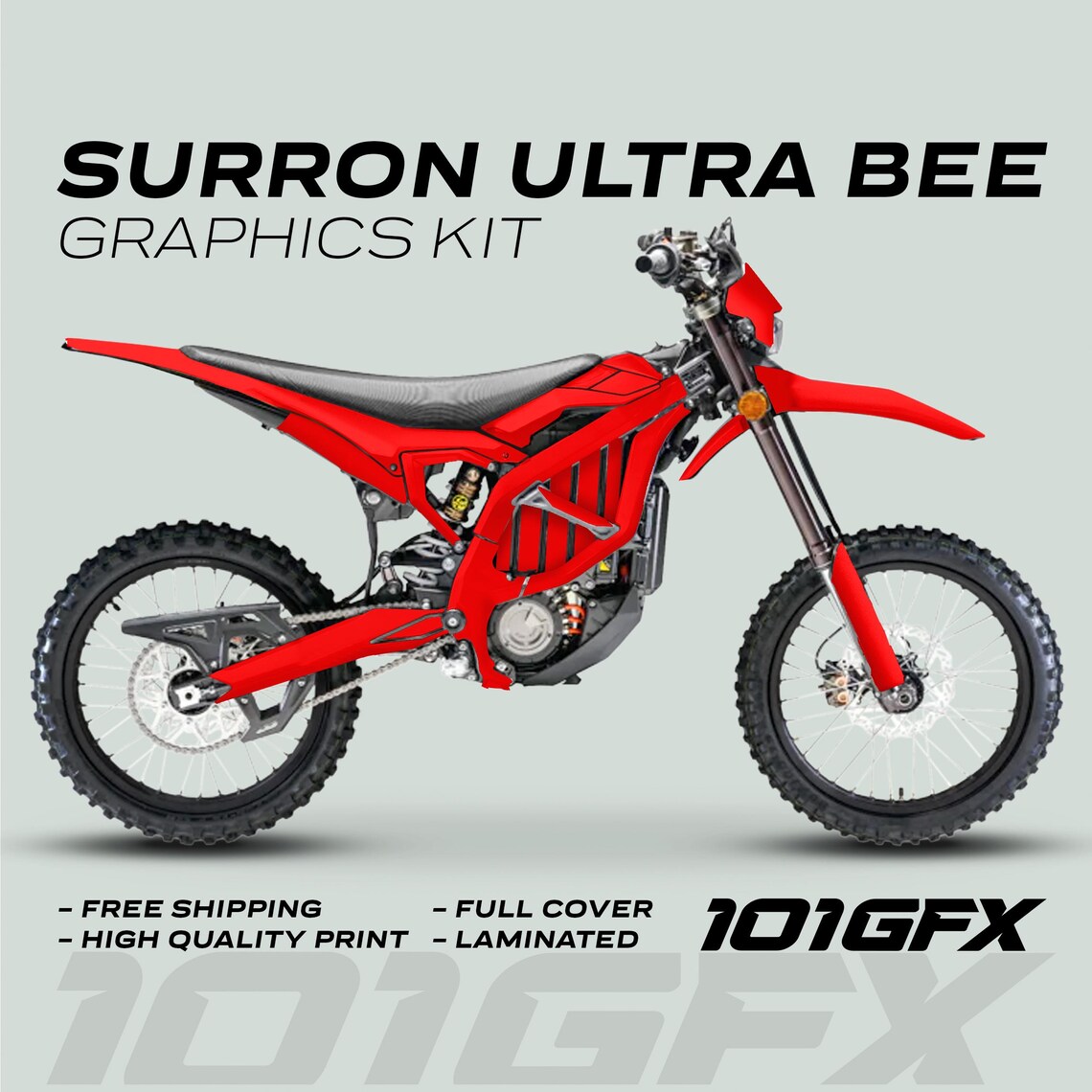 Surron Ultra Bee Graphics Kit SOLID COLOR RED Decals Stickers Laminated ...