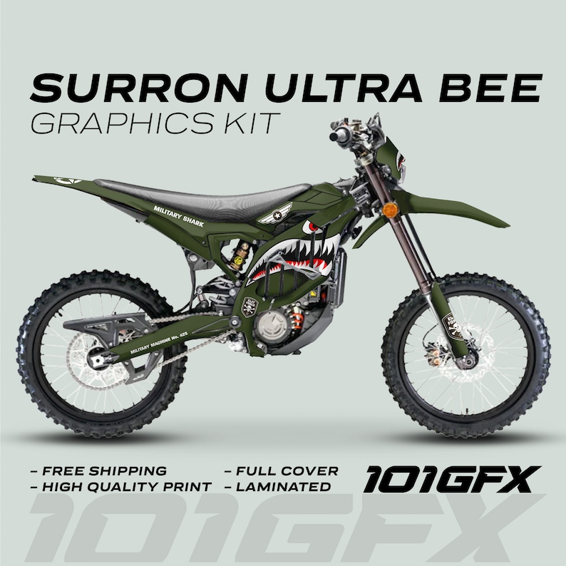 Surron Ultra Bee Graphics Kit MILITARY SHARK OLIVE Army Camouflage ...