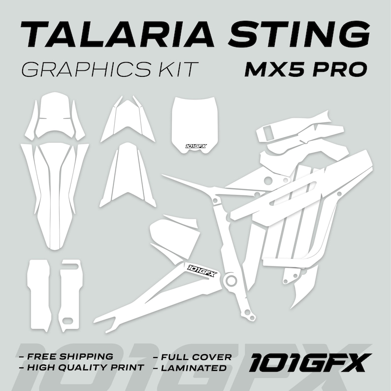 Talaria Sting MX5 PRO Graphics Kit SOLID COLOR White Decals Stickers ...