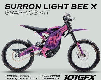 Surron Light Bee X Graphics Kit FOX STRIPES PURPLE White Decals ...