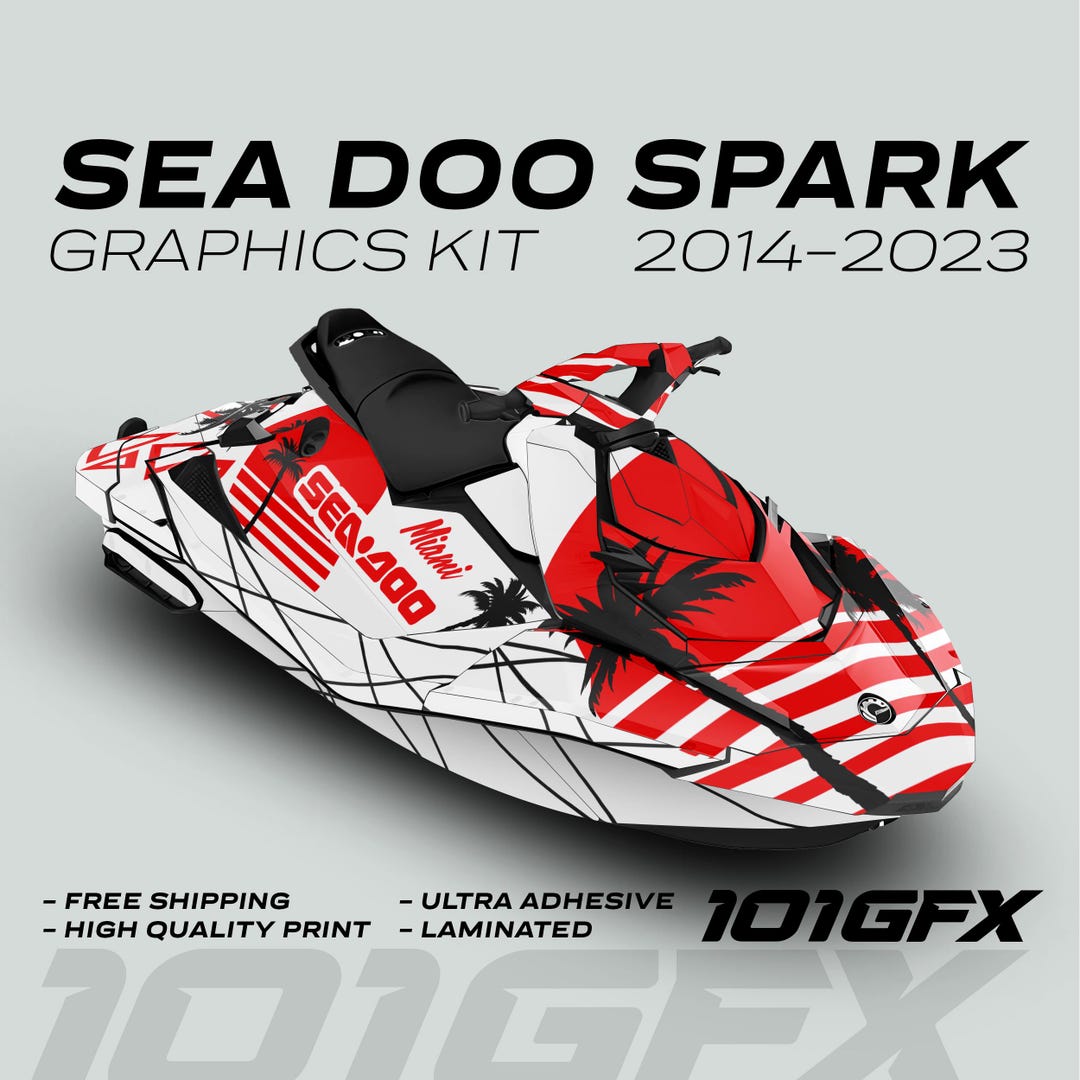 Sea Doo Spark Graphics Kit MIAMI WHITE RED 2014-2023 Spark Trixx Decals ...