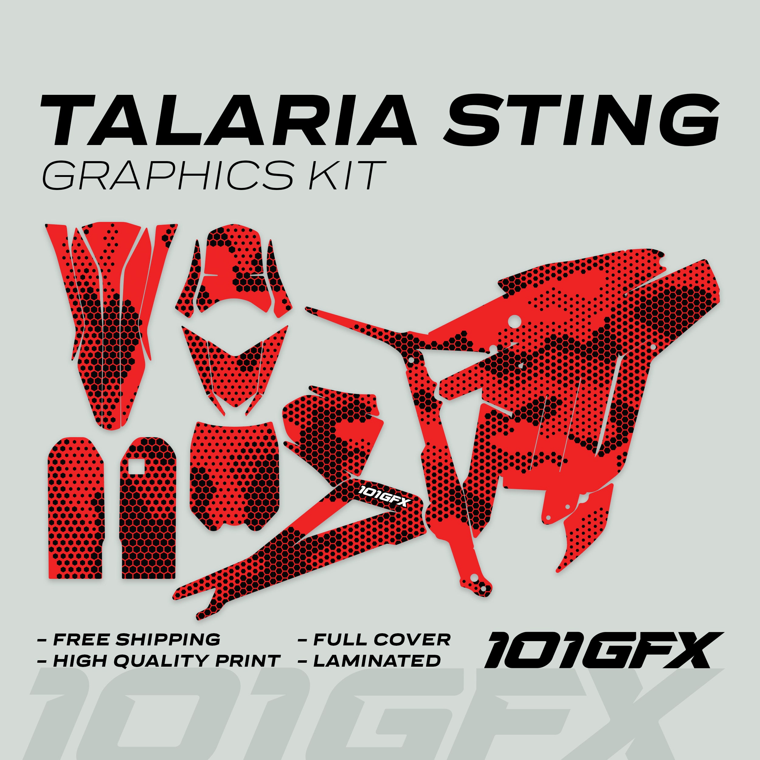 Talaria Sting R Graphics Kit HEXOCAM RED Decals Stickers Laminated Camo ...