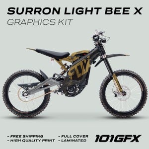 Surron Light Bee X Graphics Kit FOX DUST Black Gold Decals Stickers ...