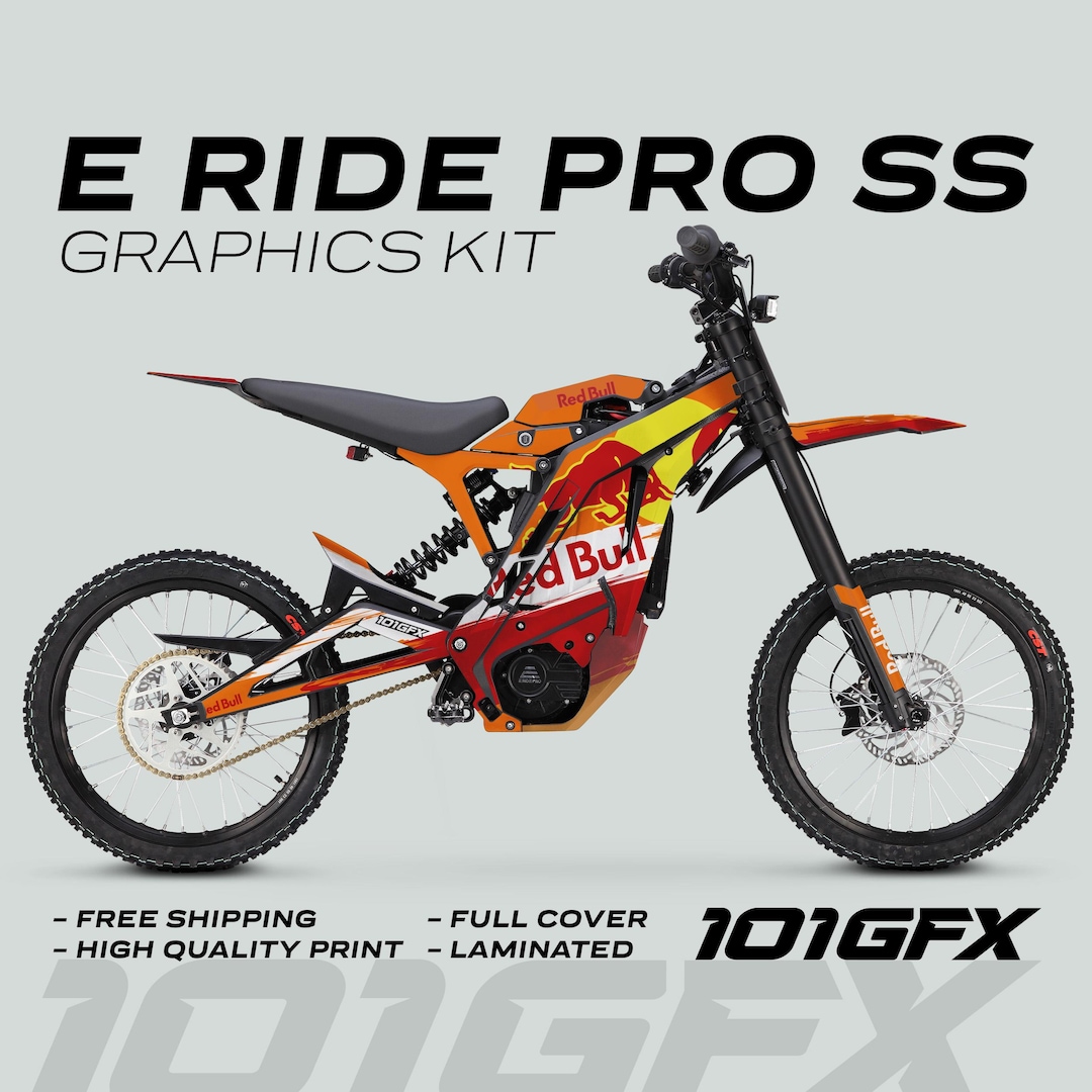 E Ride Pro SS Graphics Kit R BULL Race Orange Decals Stickers Laminated ...