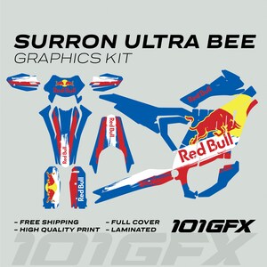 Surron Ultra Bee Graphics Kit R BULL RACE BLUE Decals Stickers ...
