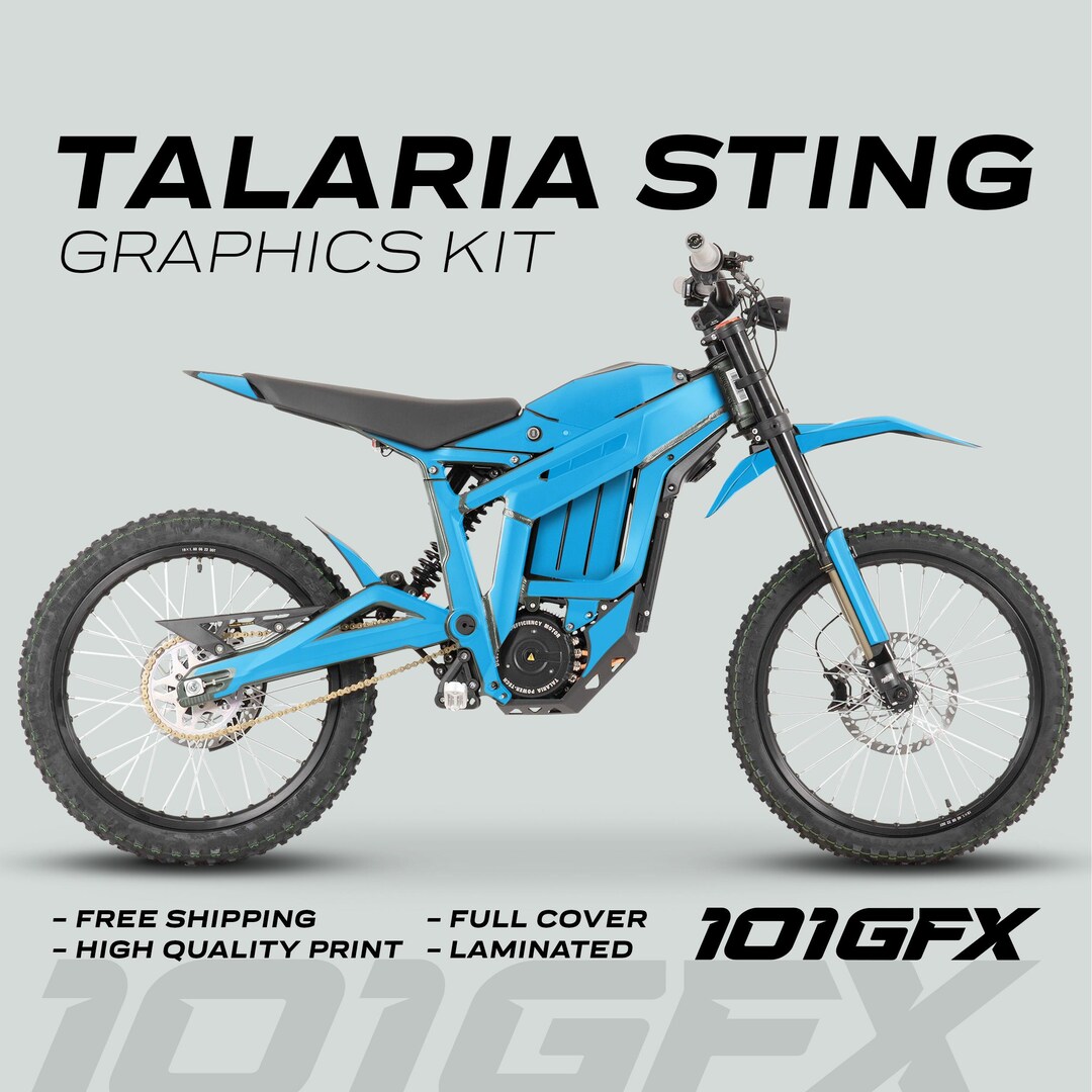 Talaria Sting R Graphics Kit SOLID COLOR CYAN Decals Stickers Laminated ...
