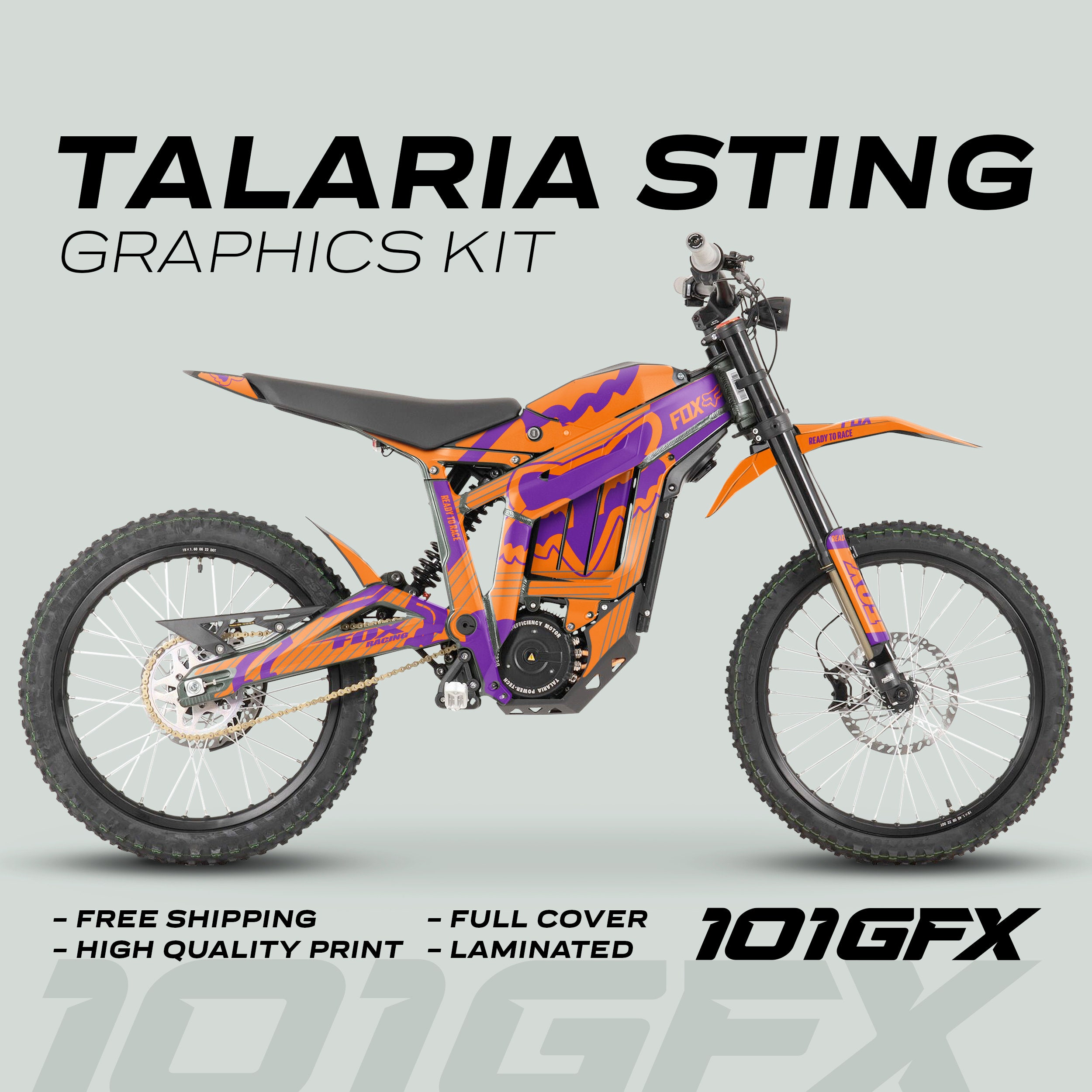 Talaria Sting MX3 MX4 Graphics Kit FOX STRIPES Orange Purple Decals ...