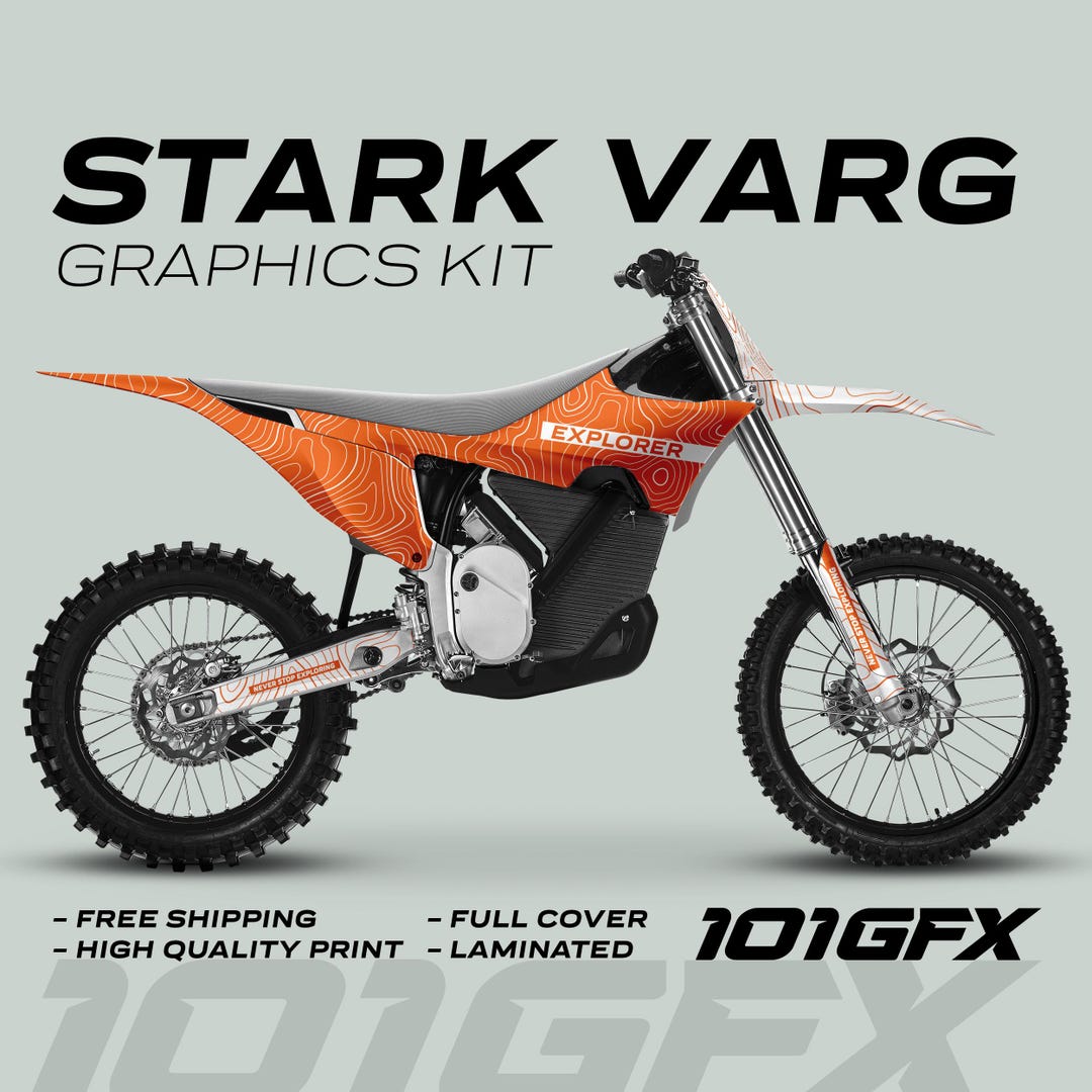 Stark Varg Graphics Kit EXPLORER ORANGE WHITE Decals Stickers Laminated ...