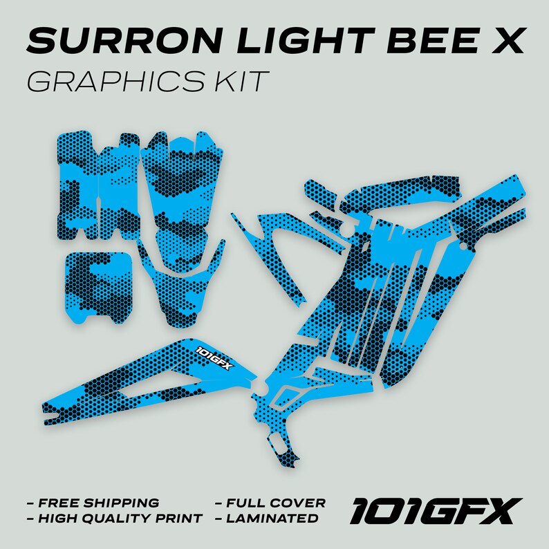 Surron Light Bee X Graphics Kit HEXOCAM CYAN Stickers - Etsy