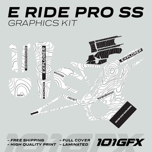 E Ride Pro SS Graphics Kit EXPLORER White Black Decals Stickers ...