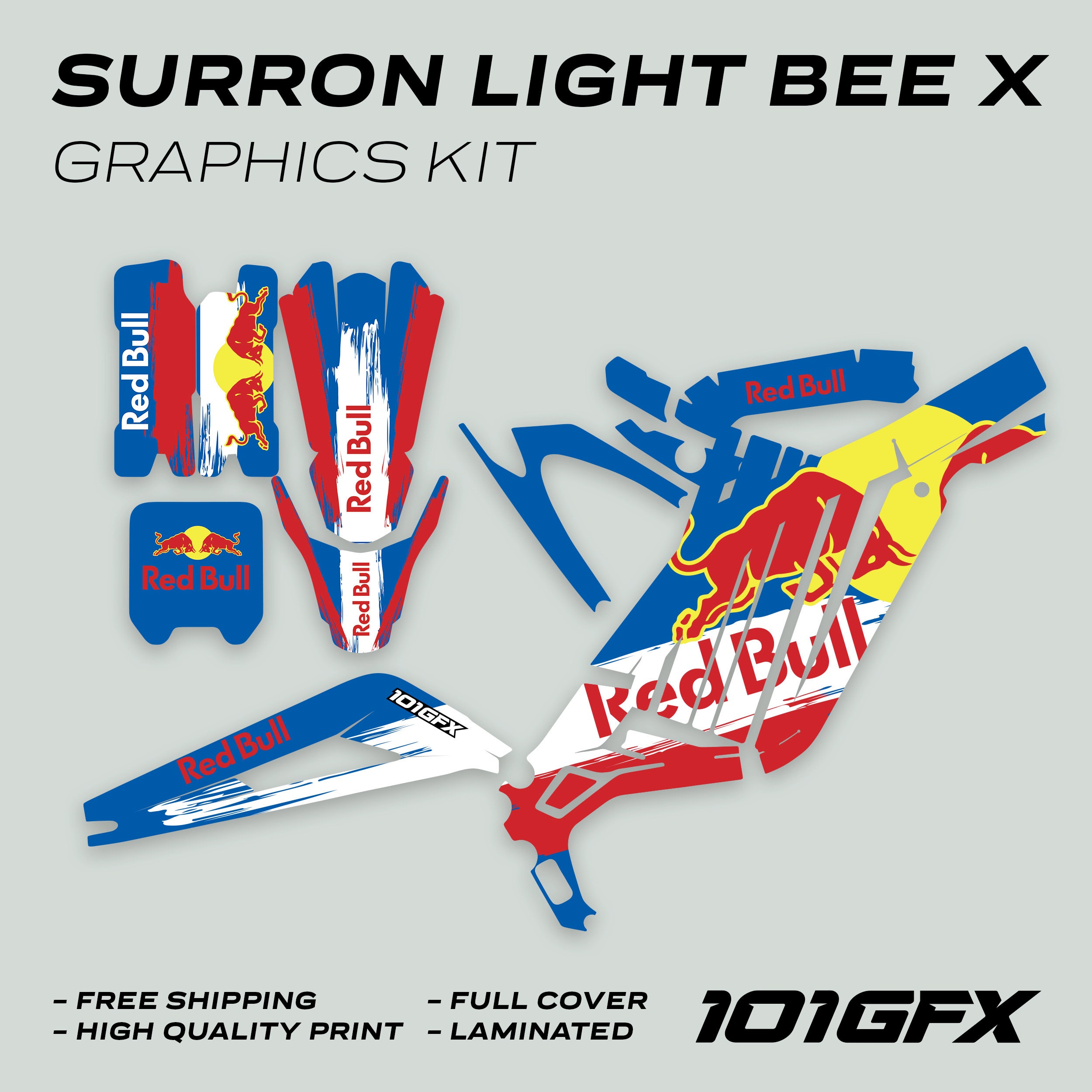Surron Light Bee X Graphics Kit REDBULL RACE BLUE Decals Stickers ...