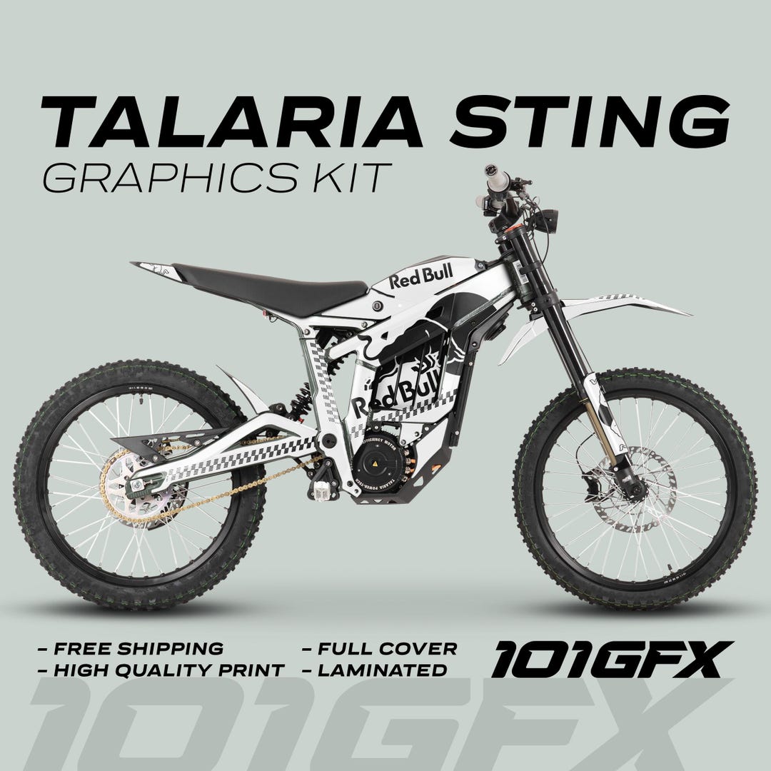 Talaria Sting MX3 MX4 Graphics Kit R BULL MONO WHITE Black Decals ...