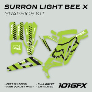 Surron Light Bee X Graphics Kit FOX RACE LINE Green Black Decals ...
