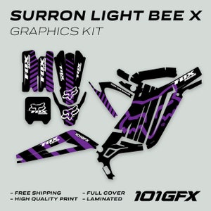 Surron Light Bee X Graphics Kit FOX RACELINE BLACK Purple Decals ...