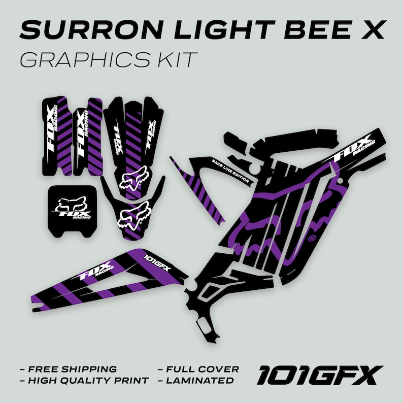 Surron Light Bee X Graphics Kit FOX RACELINE BLACK Purple - Etsy