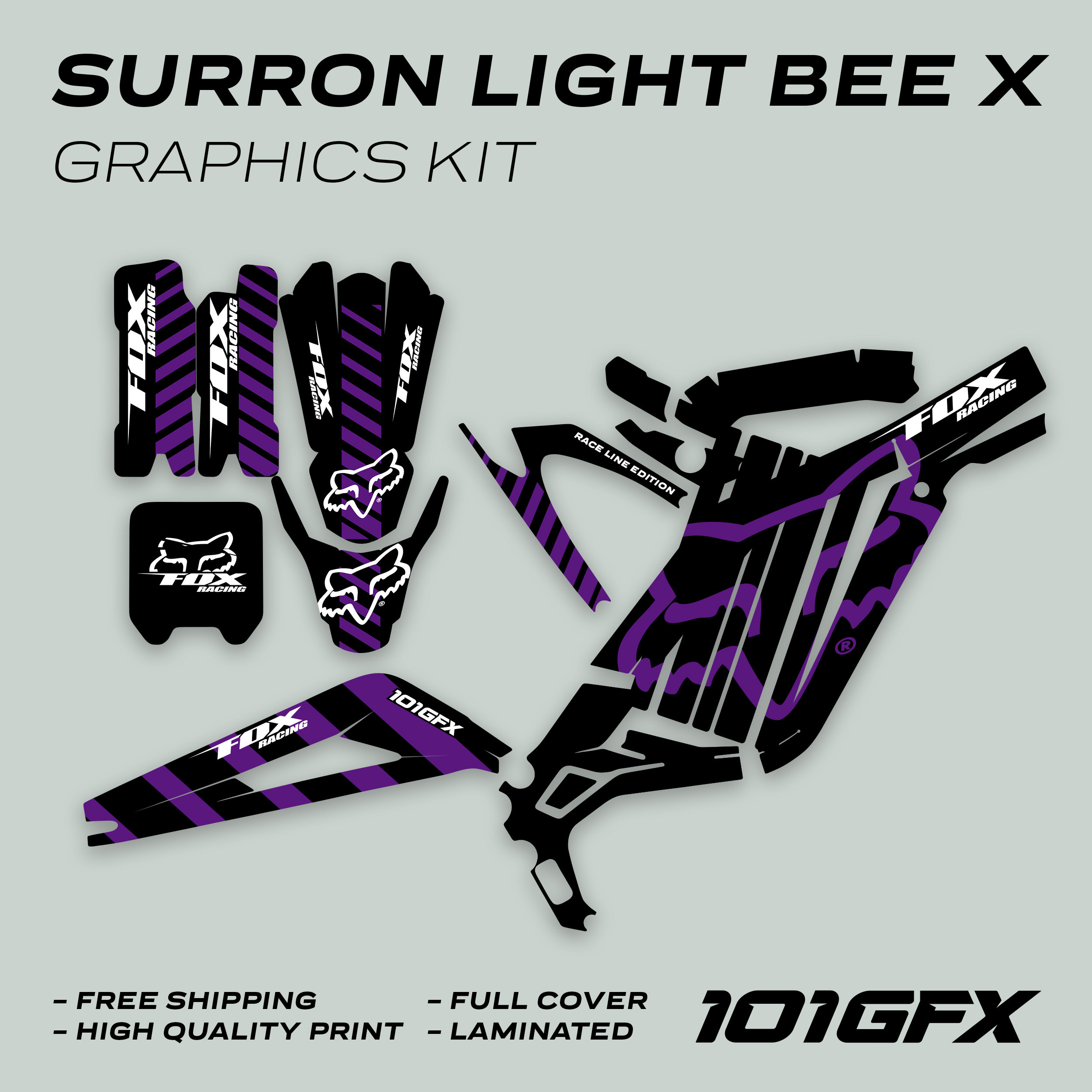 Surron Light Bee X Graphics Kit FOX RACELINE BLACK Purple - Etsy