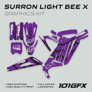 Surron Light Bee X Graphics Kit FOX RACE LINE Purple Black Decals ...