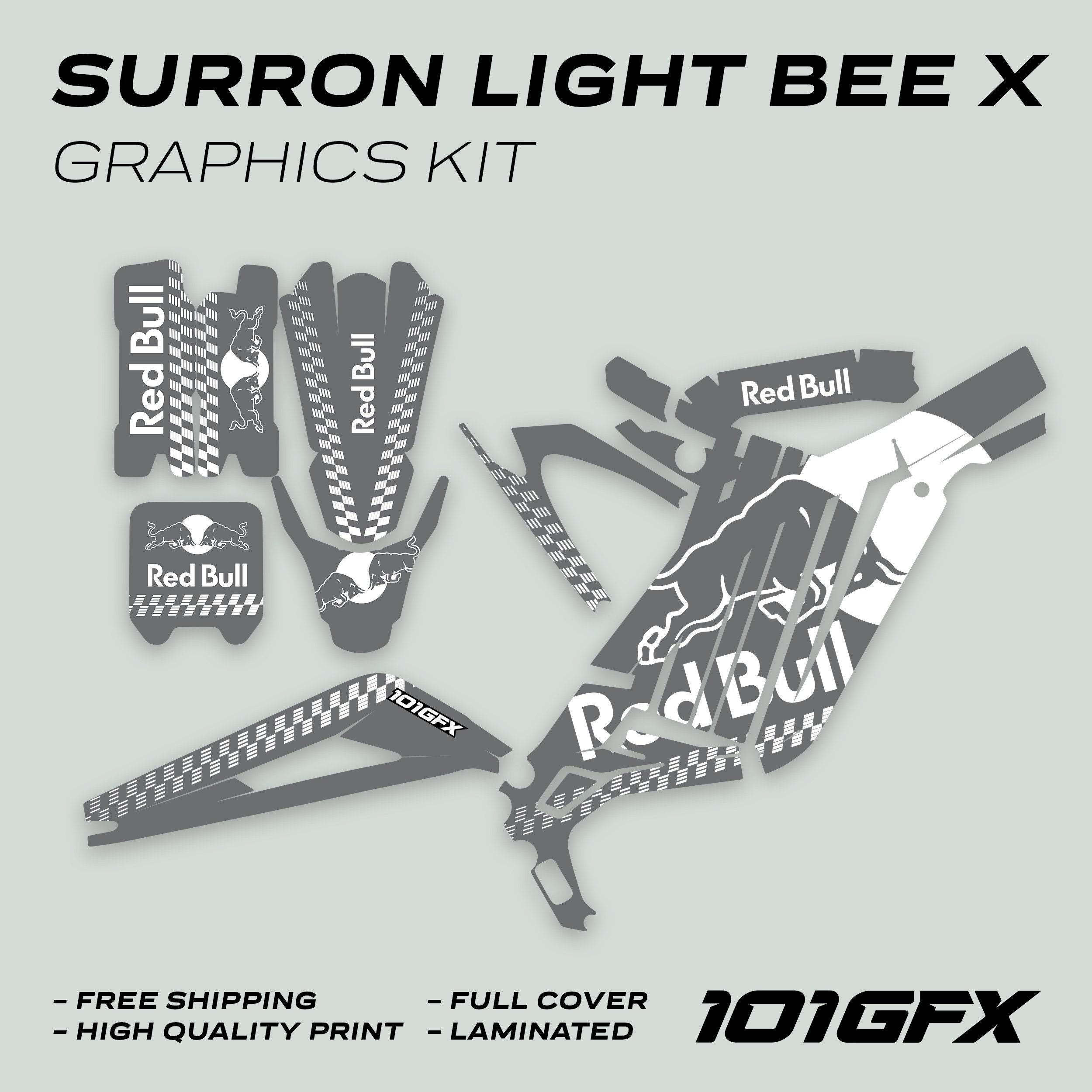Surron Light Bee X Graphics Kit REDBULL MONO GREY White Decals - Etsy