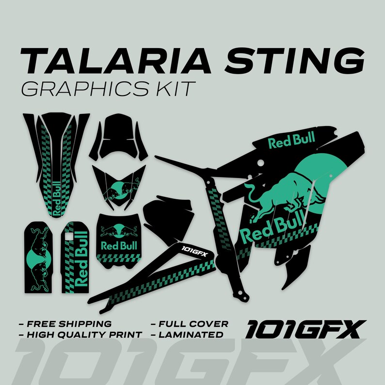 Talaria Sting R Graphics Kit R BULL MONO BLACK Mint Decals Stickers ...