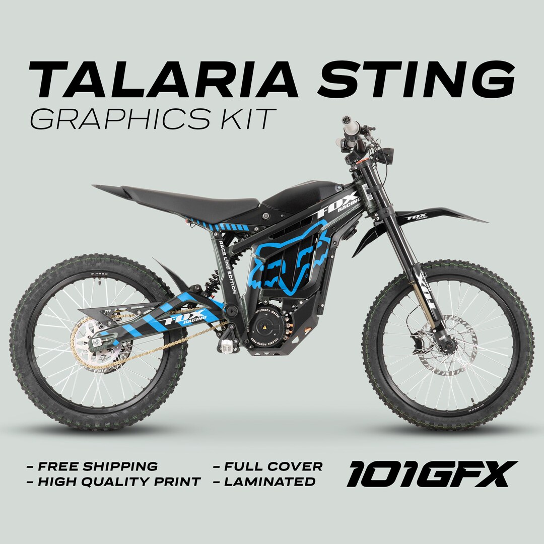 Talaria Sting R Graphics Kit FOX Raceline BLACK BLUE Decals Stickers ...