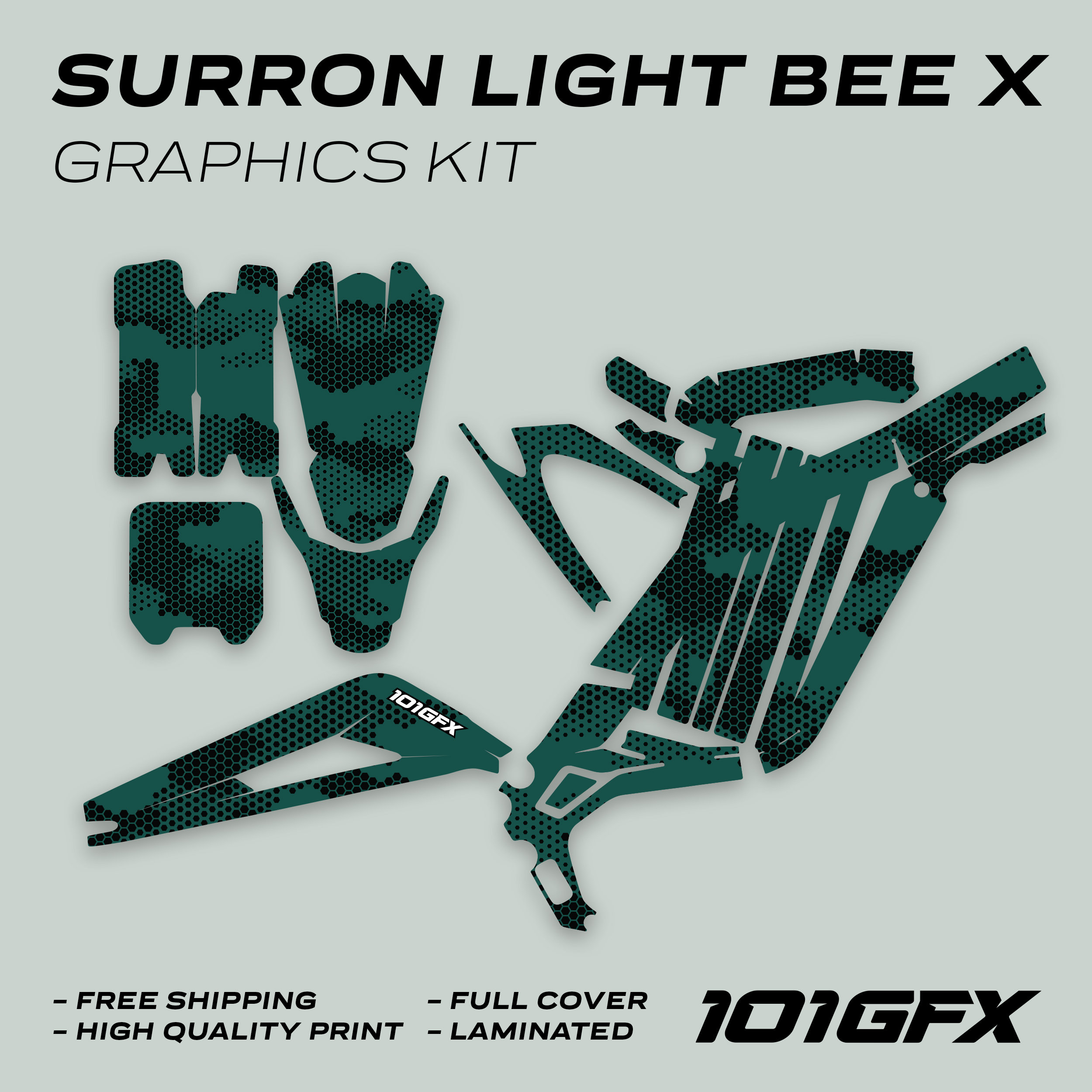 Surron Light Bee X Graphics Kit HEXOCAM AVENTUR Stickers Honeycomb Camo ...