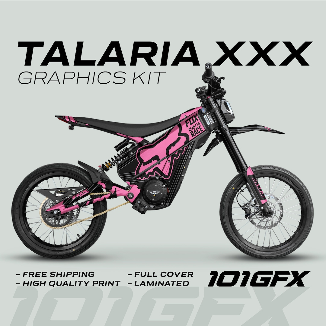 Talaria XXX Graphics Kit FOX STRIPES Black Pink Stickers Laminated ...