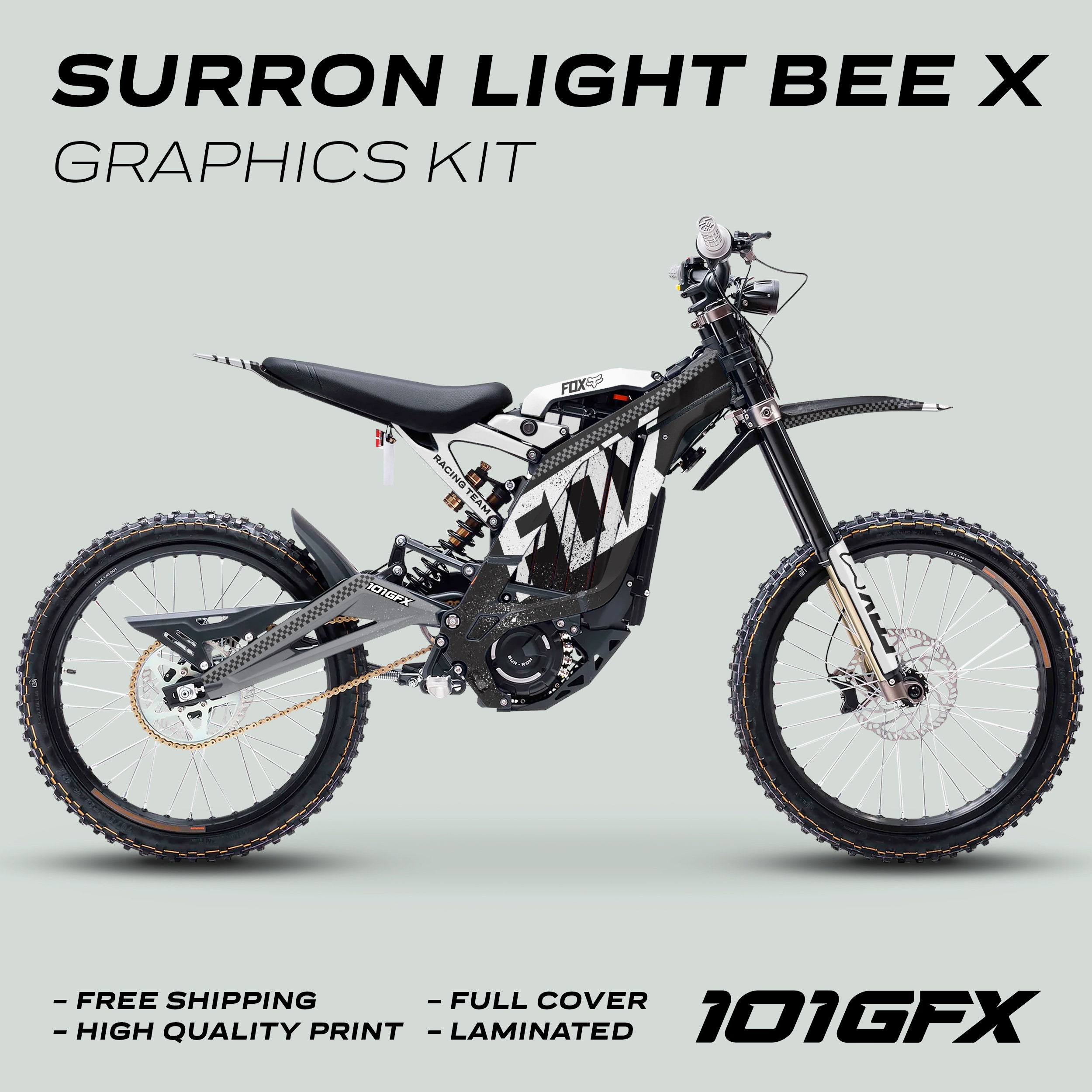 Surron Light Bee X Graphics Kit FOX DUST Black White Decals - Etsy