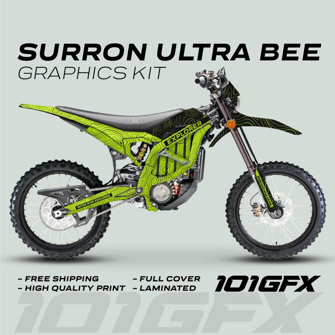 Surron Ultra Bee Graphics Kit EXPLORER GREEN BLACK Explore Altitude ...