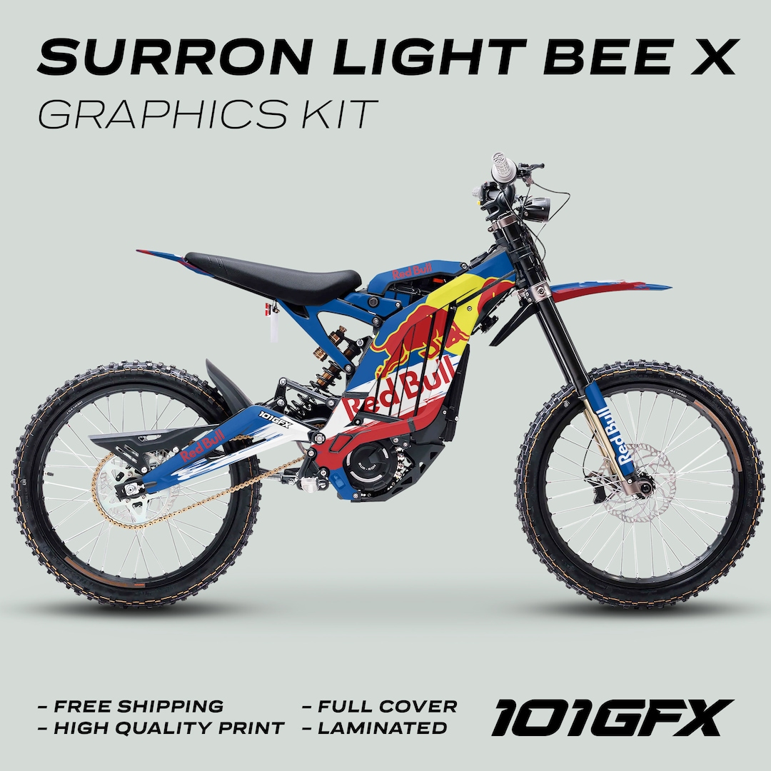 Surron Light Bee X Graphics Kit R BULL RACE BLUE Decals Stickers ...