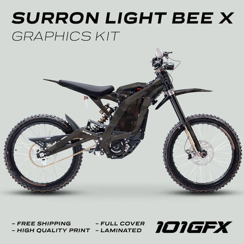 Surron Light Bee X Graphics Kit HEXOCAM BROWN Stickers Honeycomb Camo ...