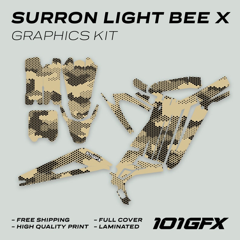 Surron Light Bee X Graphics Kit HEXOCAM SAND Stickers Camouflage ...