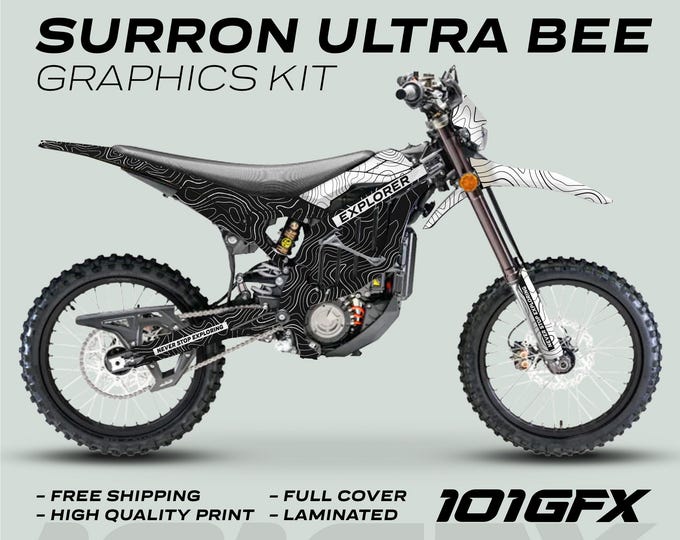 Surron Ultra Bee Graphics Kit EXPLORER BLACK WHITE Explore Altitude ...