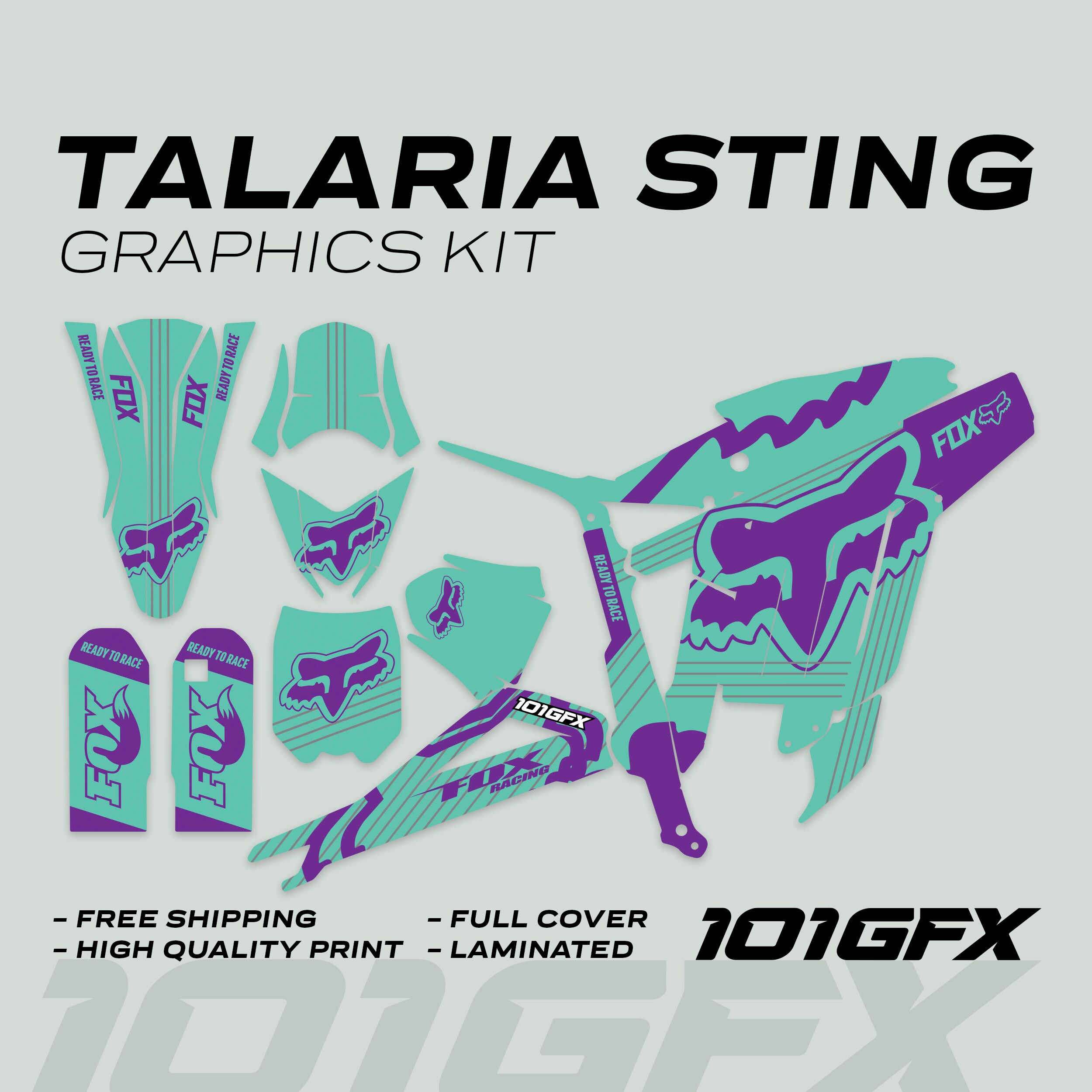 Talaria Sting R Graphics Kit FOX STRIPES Mint Purple Decals Stickers ...