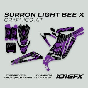 Surron Light Bee X Graphics Kit FOX STRIPES BLACK Purple Decals ...