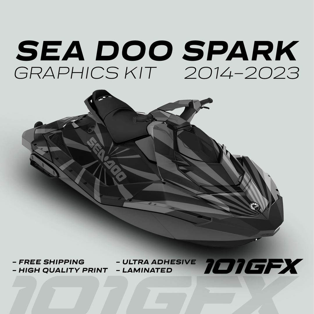 Sea Doo Spark Graphics Kit RAYS BLACK GREY 2014-2023 Sea-doo Spark ...
