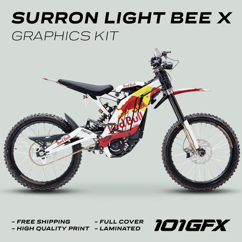 Surron Light Bee X Graphics Kit R BULL RACE WHITE Decals Stickers ...