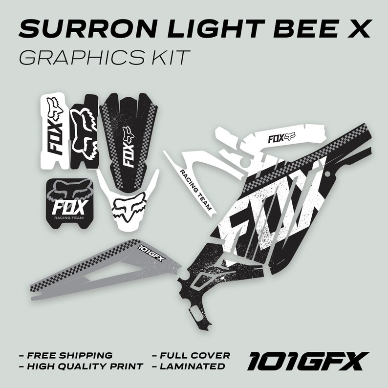 Surron Light Bee X Graphics Kit FOX DUST Black White Decals - Etsy