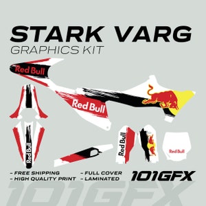 Stark Varg Graphics Kit R BULL RACE WHITE Decals Stickers Laminated ...